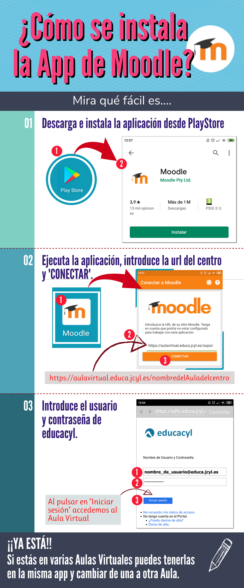 Portal de Educación de la Junta de Castilla y León - Guía para la instalación de la app de Moodle